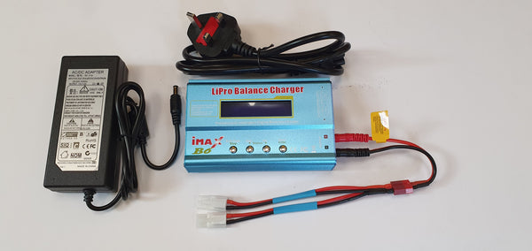 iMAX B6 80W RC Lithium Battery Balance Charger with Dual Tamiya split ...