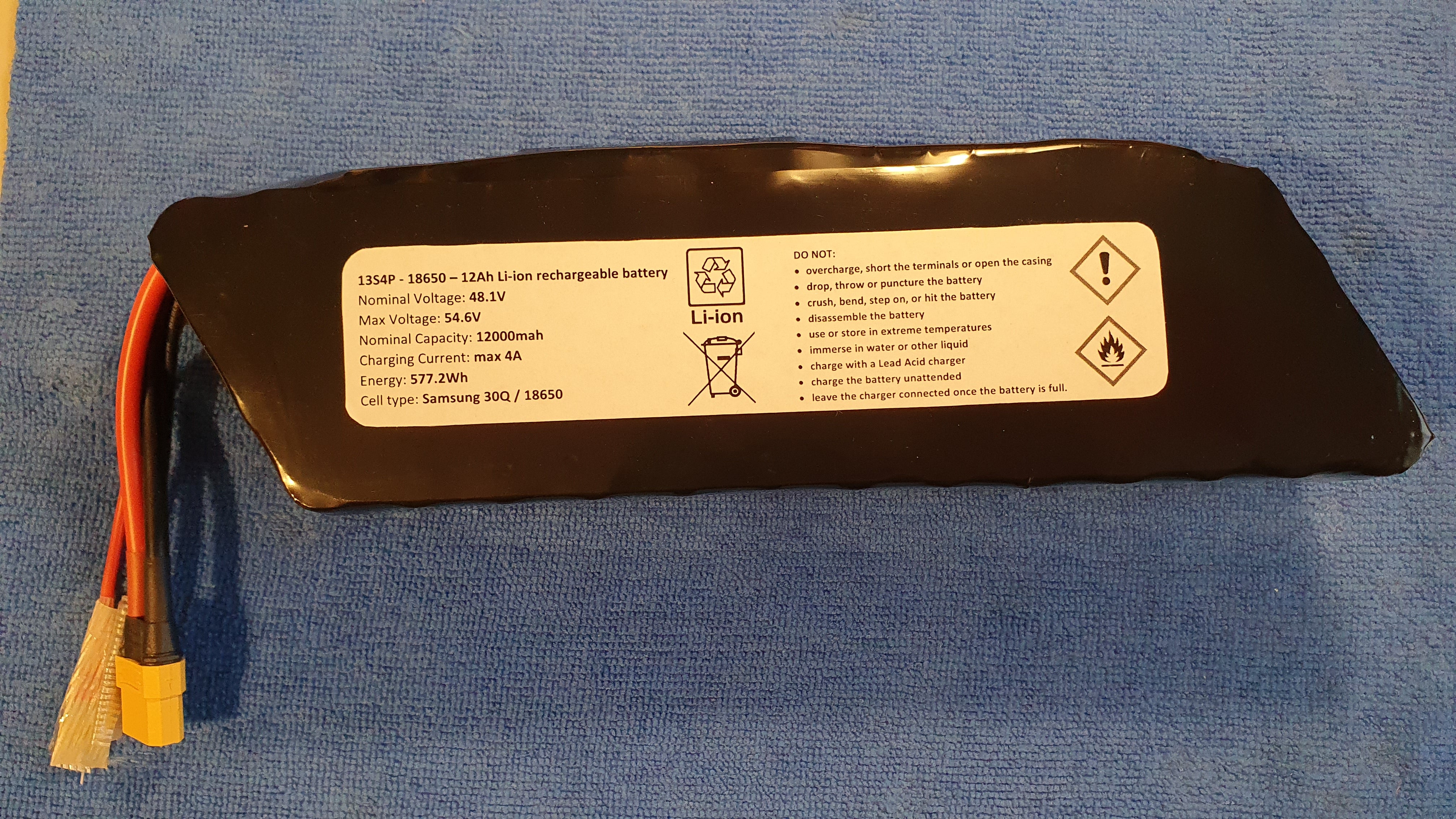 48V 10Ah 12Ah 14Ah 13S4P Li-ion Battery Pack Electric Bike, Scooter, e