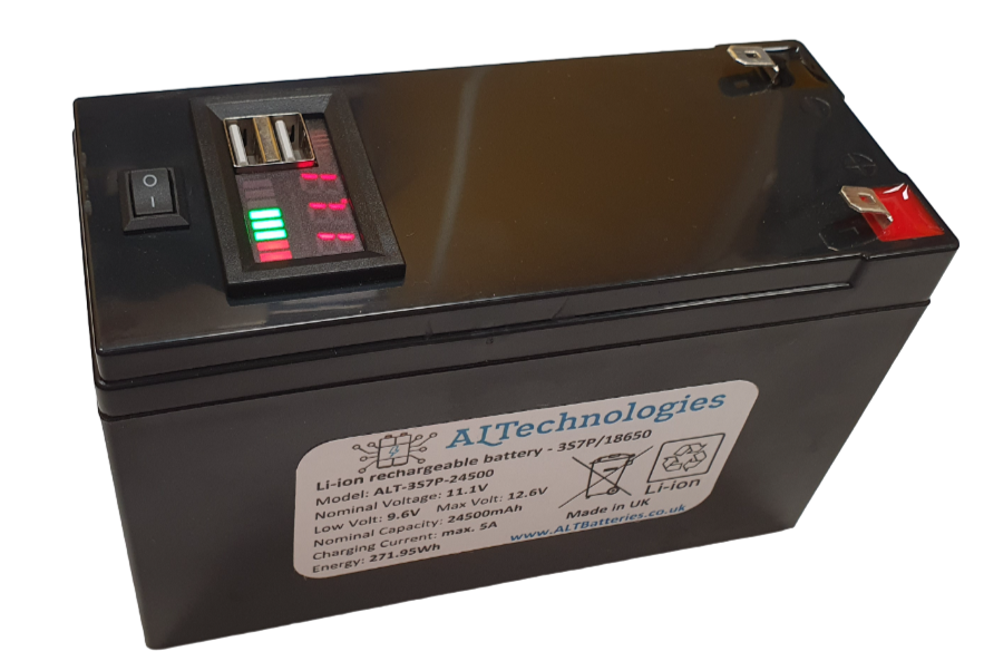 Waverunner MK3, MK4 & Atom 12V lithium battery with LED and USBs, volt
